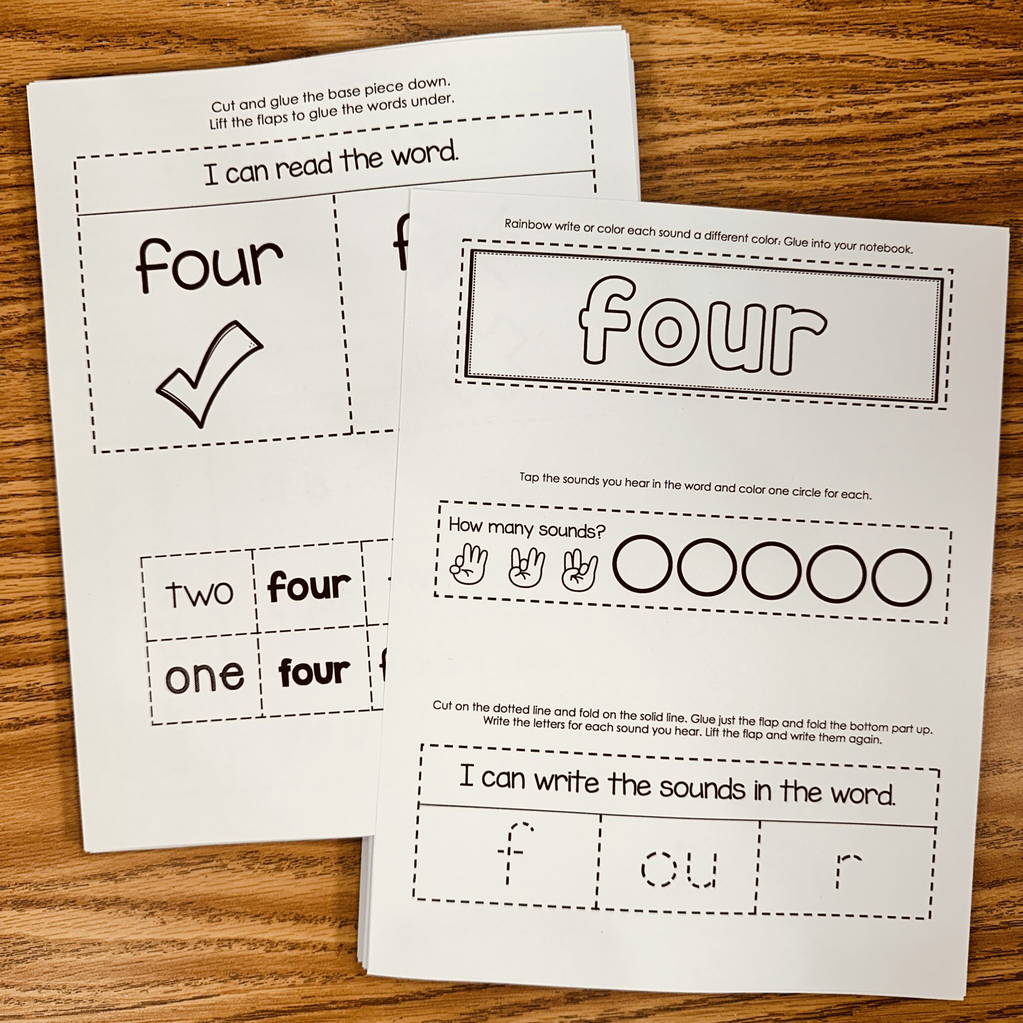 Number Word Four Interactive Notebook - Simply Kinder + Printable ...