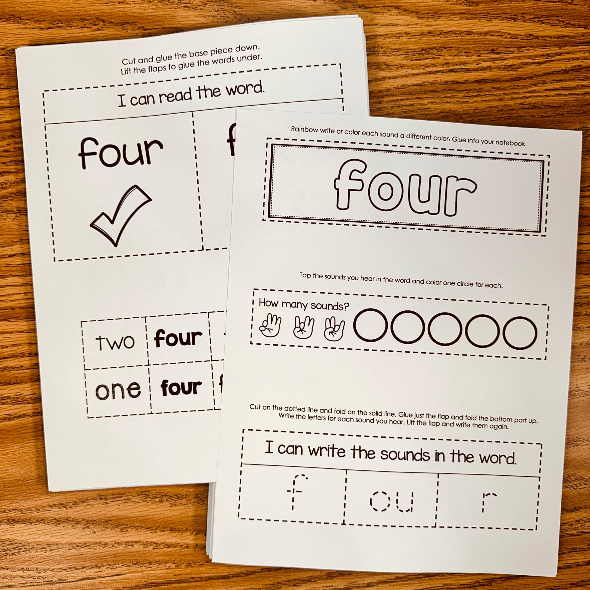 Four Sight Word Interactive Notebook - Dolch Primer - Simply Kinder ...