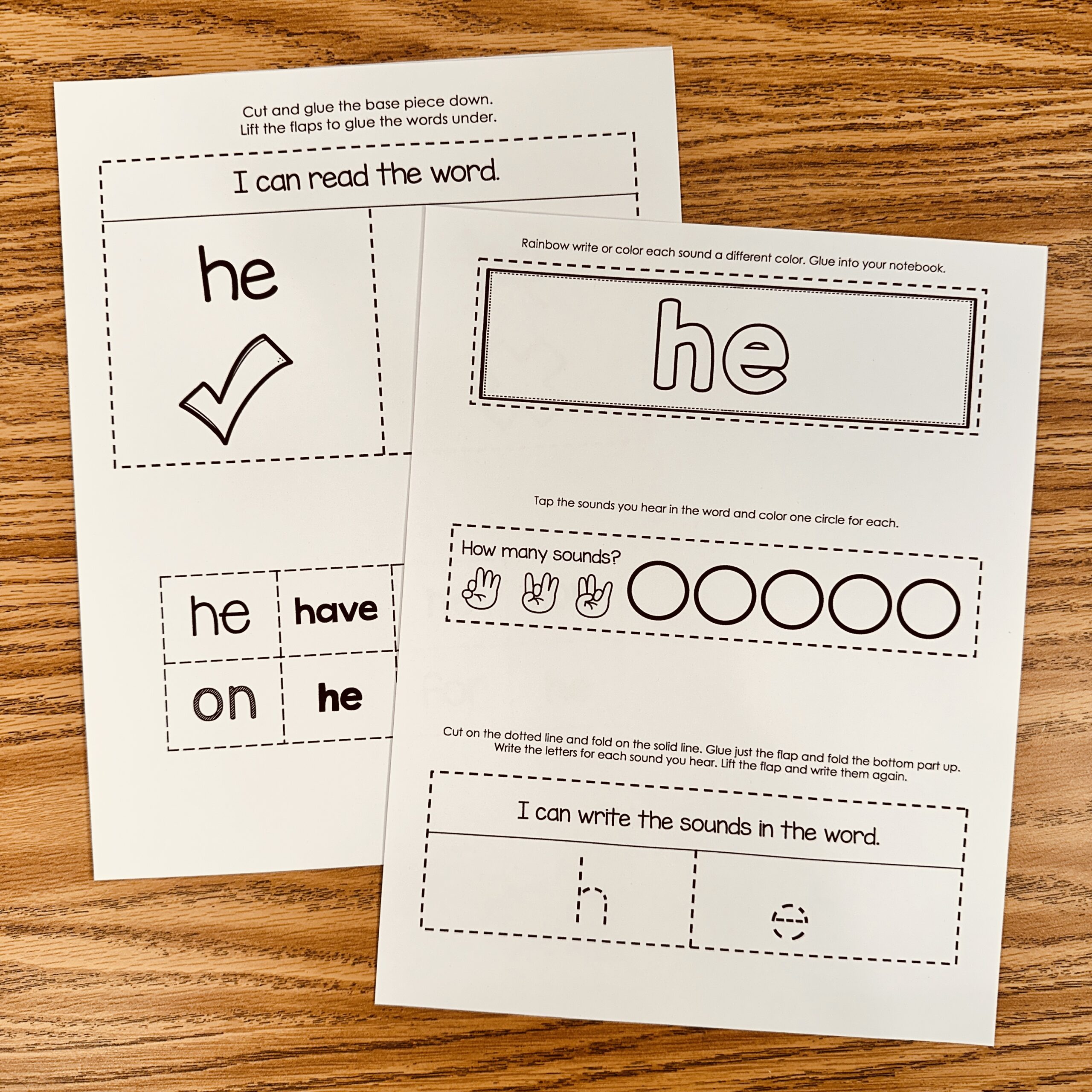 He Sight Word Interactive Notebooks - Fry, Dolch Primer - Simply Kinder ...