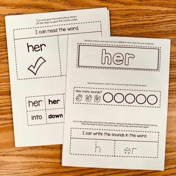 Her Sight Word Interactive Notebooks - Fry, Dolch - Simply Kinder ...