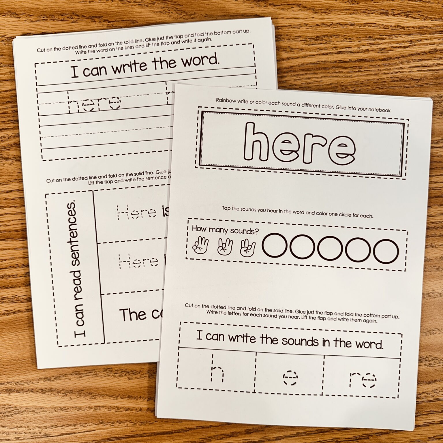 Here Sight Word Interactive Notebook - Fry, Dolch PrePrimer - Simply ...