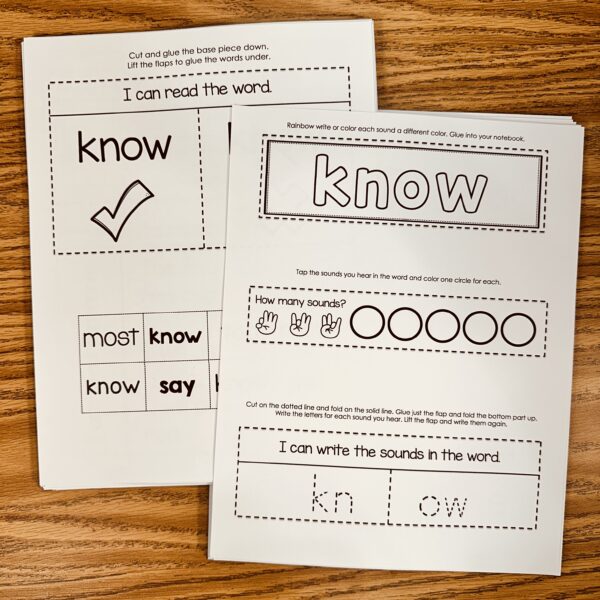 Know Sight Word Interactive Notebook - Fry, Dolch - Simply Kinder ...