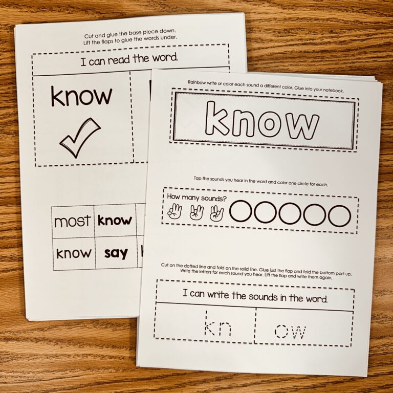 Know Sight Word Interactive Notebook - Fry, Dolch - Simply Kinder ...