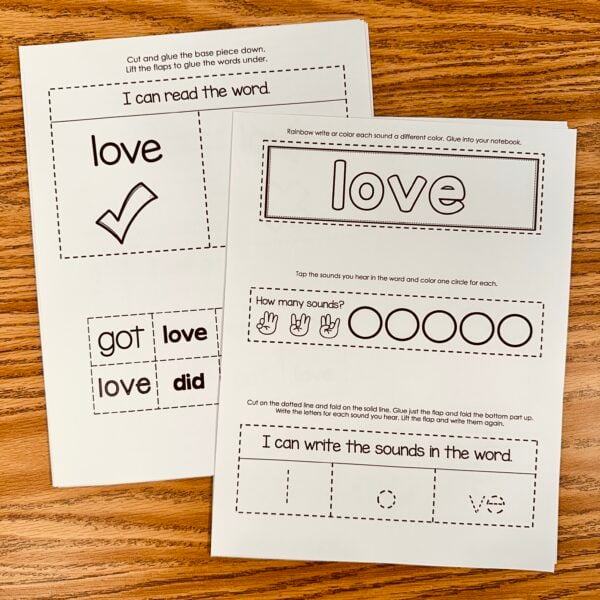 Love Sight Word Interactive Notebook - Extra Words - Simply Kinder ...
