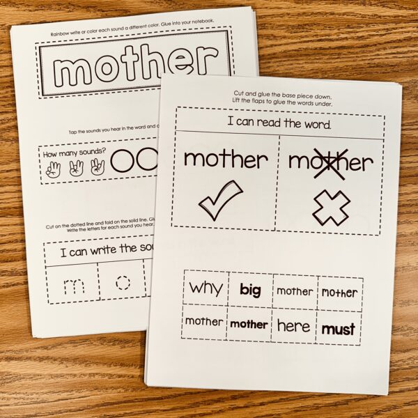 Mother Sight Word Interactive Notebook - Fry - Simply Kinder ...