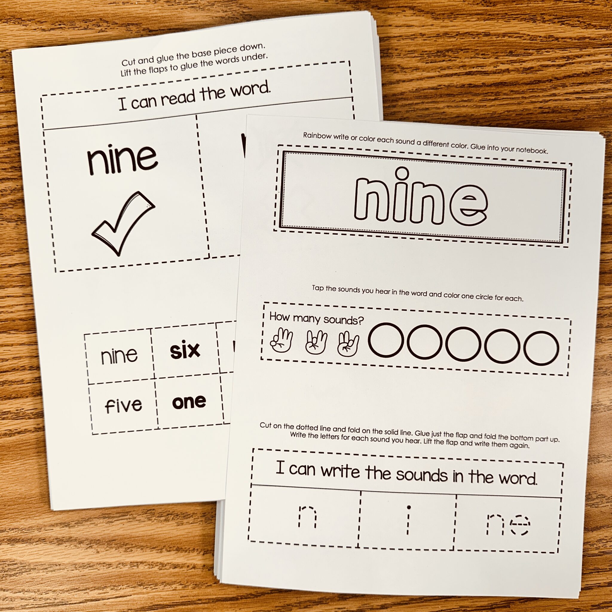 Number Word Nine Interactive Notebook - Simply Kinder + Printable ...