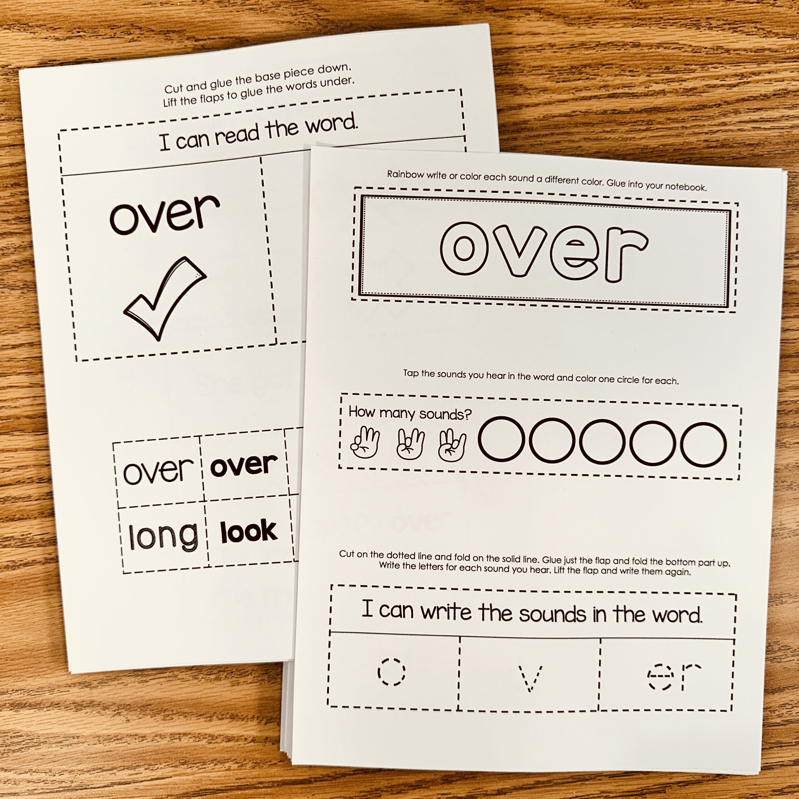 Over Sight Word Interactive Notebook - Fry, Dolch - Simply Kinder ...