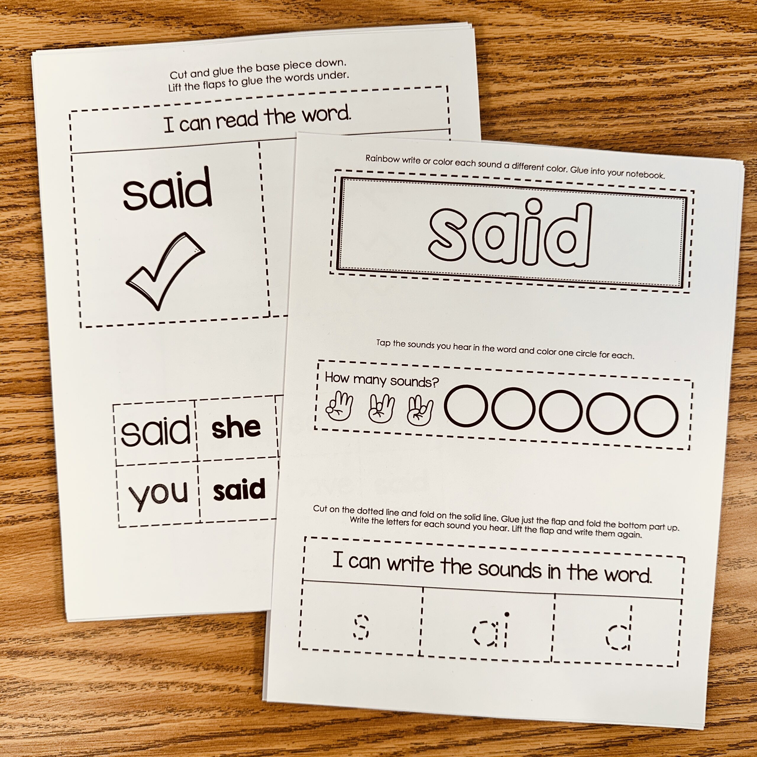Said Sight Word Interactive Notebooks - Fry, Dolch PrePrimer - Simply ...