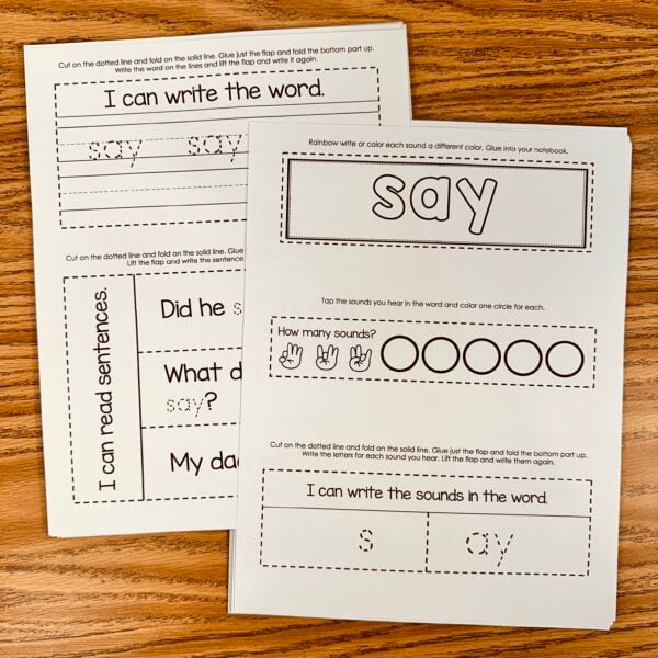 Say Sight Word Interactive Notebook - Fry, Dolch Primer - Simply Kinder ...