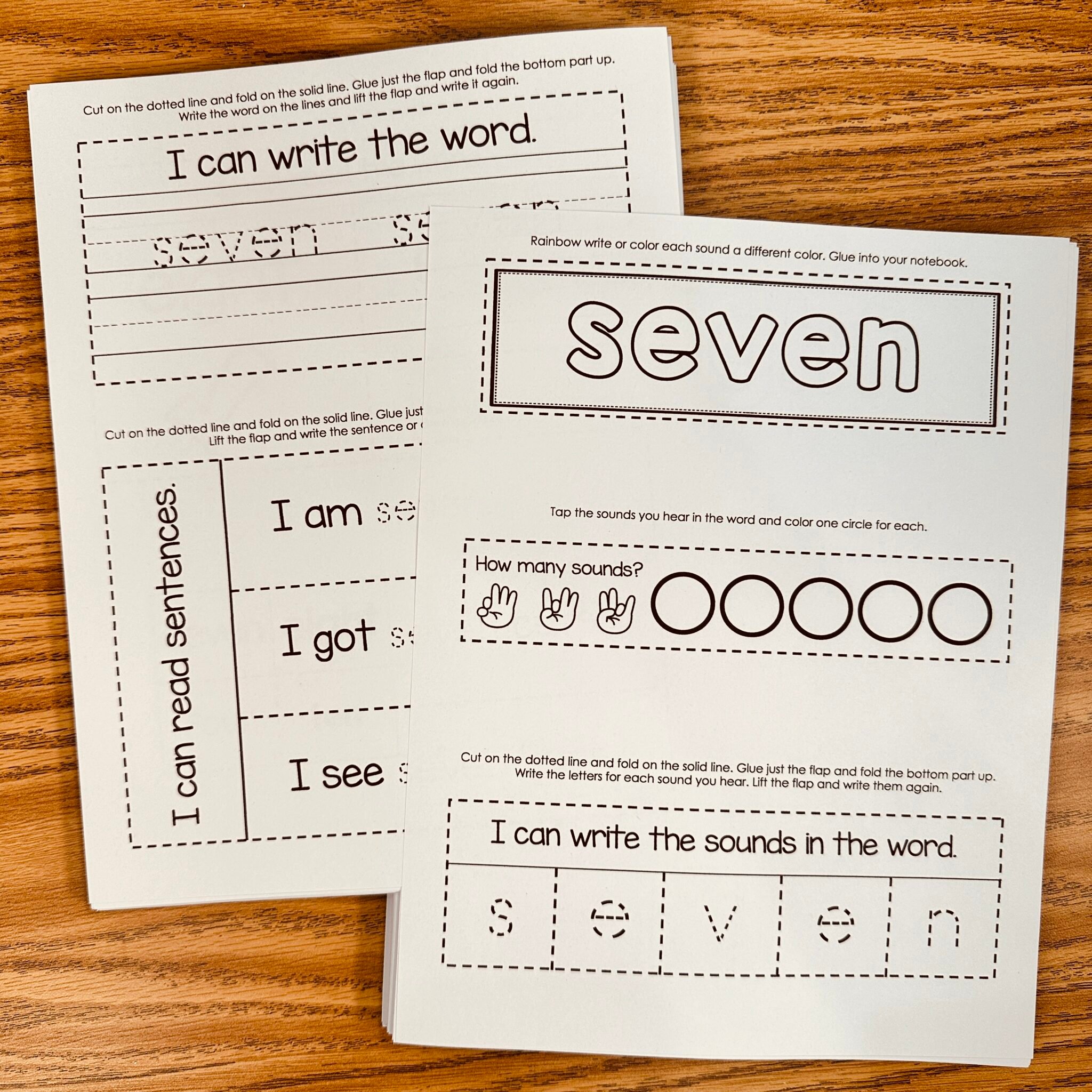 Number Word Seven Interactive Notebook - Simply Kinder + Printable ...