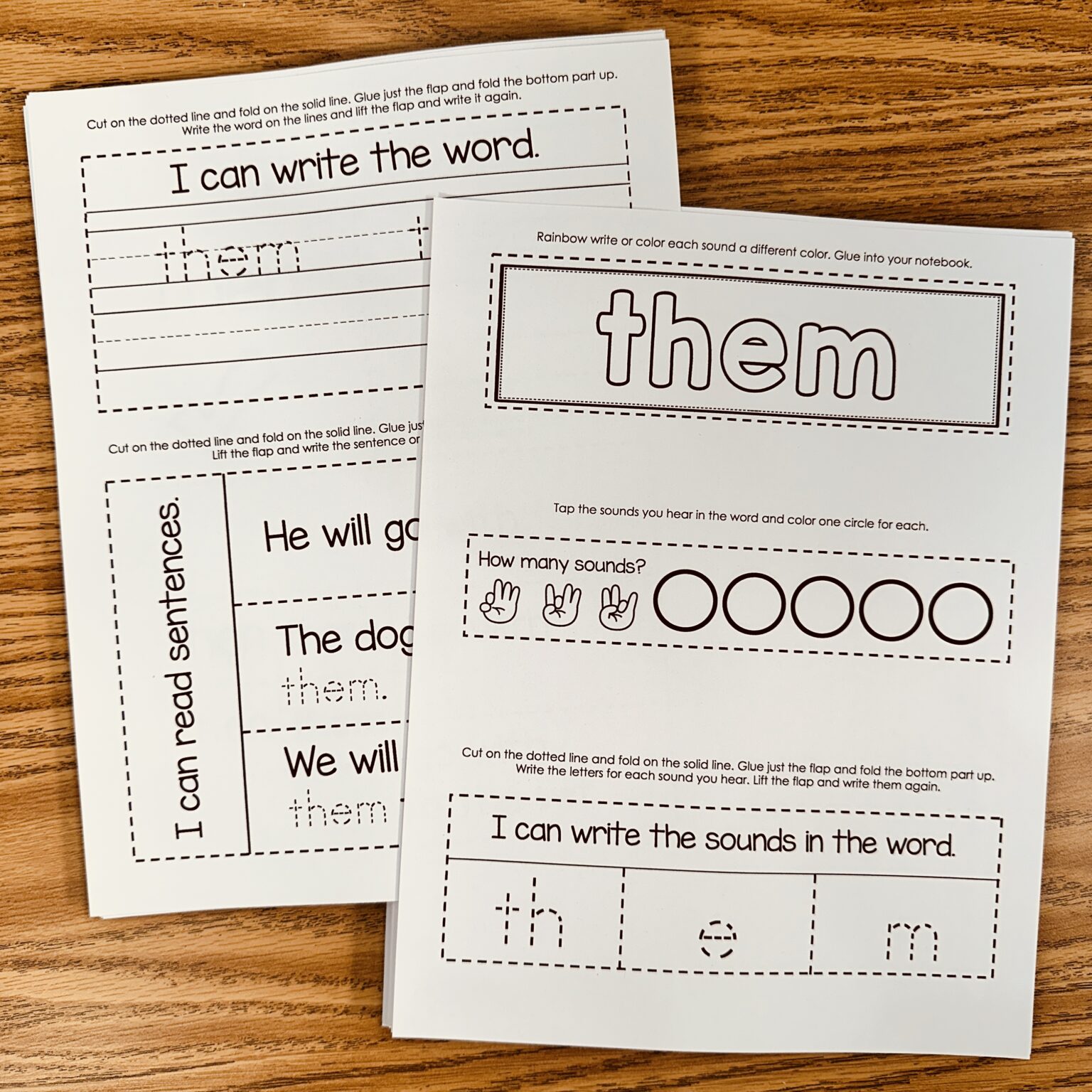 Them Sight Word Interactive Notebook - Fry, Dolch - Simply Kinder Plus
