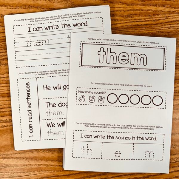 Them Sight Word Interactive Notebook - Fry, Dolch - Simply Kinder ...