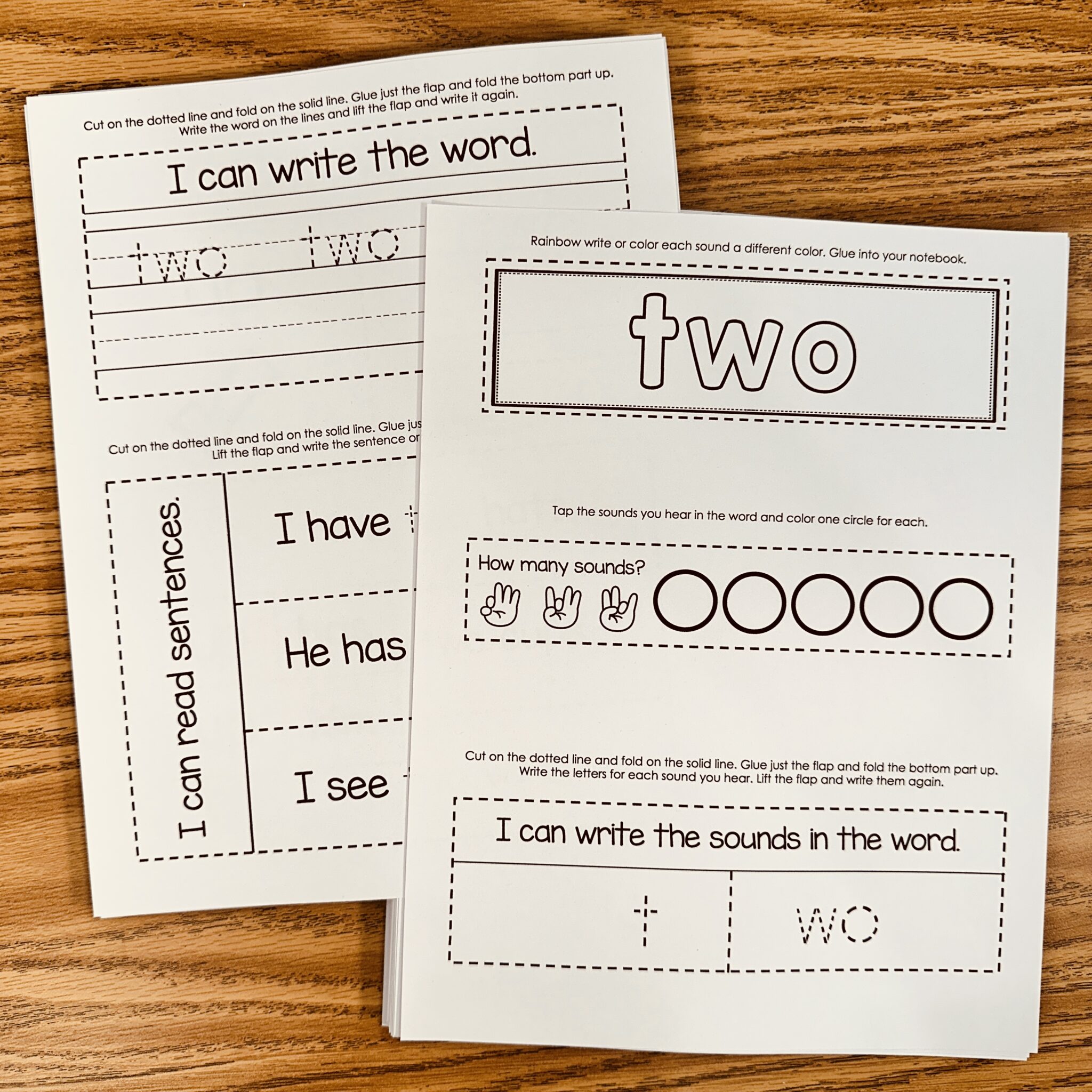 Number Word Two Interactive Notebook - Simply Kinder + Printable Membership
