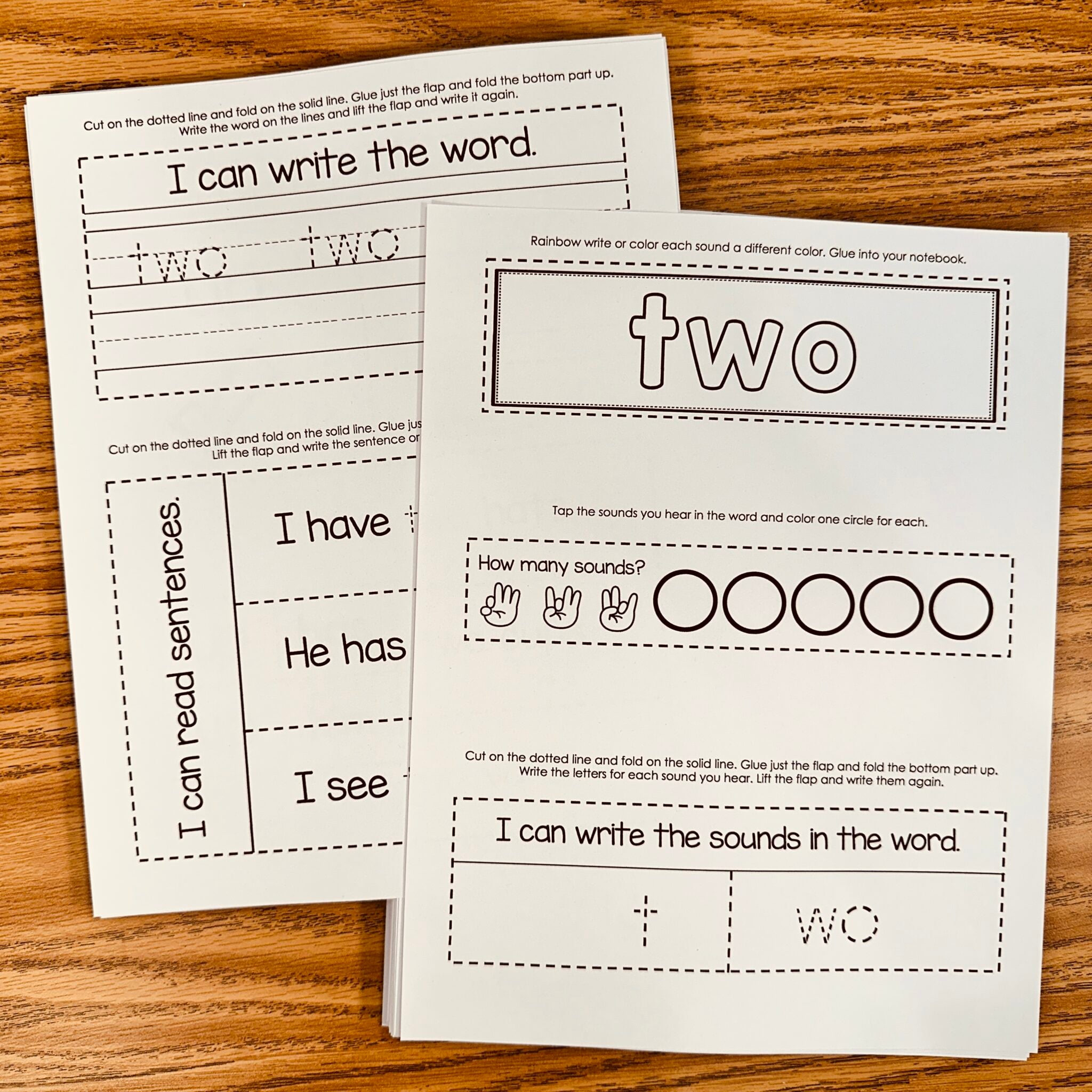 Two Sight Word Interactive Notebook - Fry, Dolch PrePrimer - Simply ...