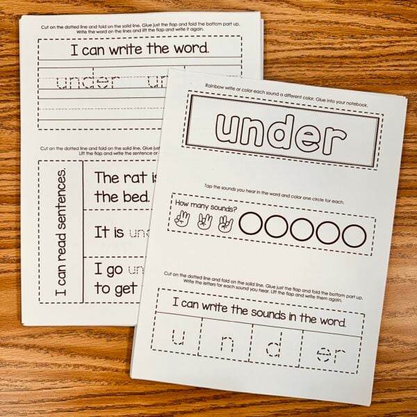 Under Sight Word Interactive Notebook - Dolch Primer - Simply Kinder Plus