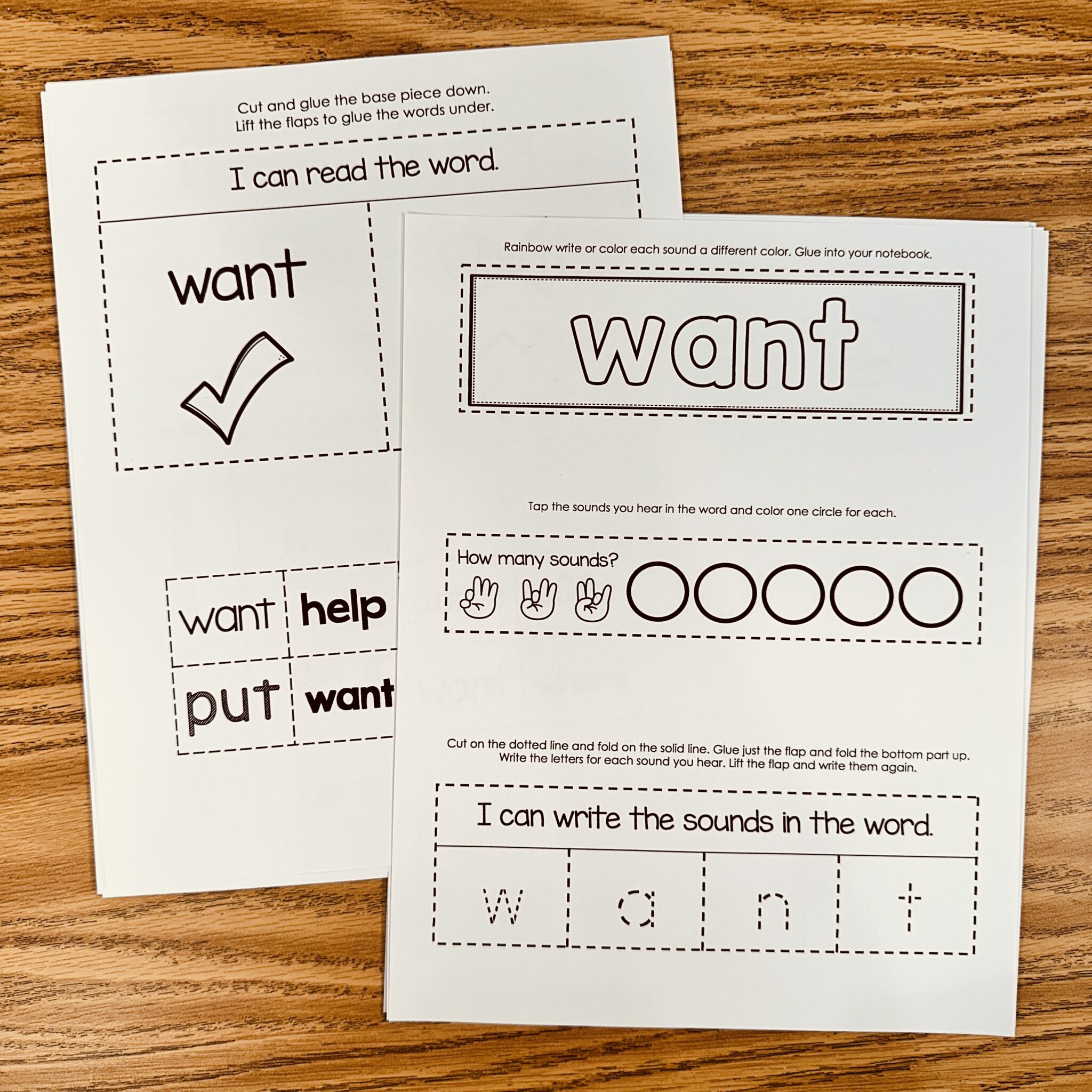 Want Sight Word Interactive Notebook - Fry, Dolch Primer - Simply ...