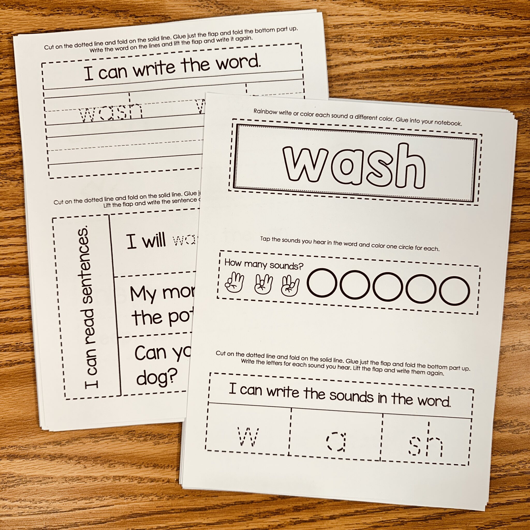 Wash Sight Word Interactive Notebook - Extra Words - Simply Kinder ...