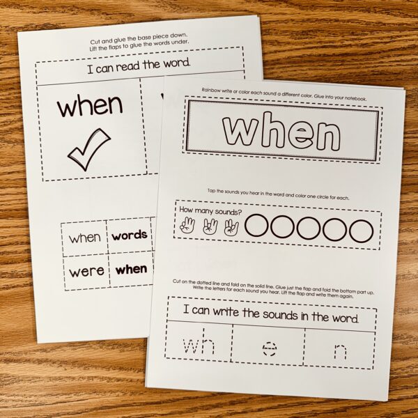 When Sight Word Interactive Notebooks - Fry, Dolch - Simply Kinder ...