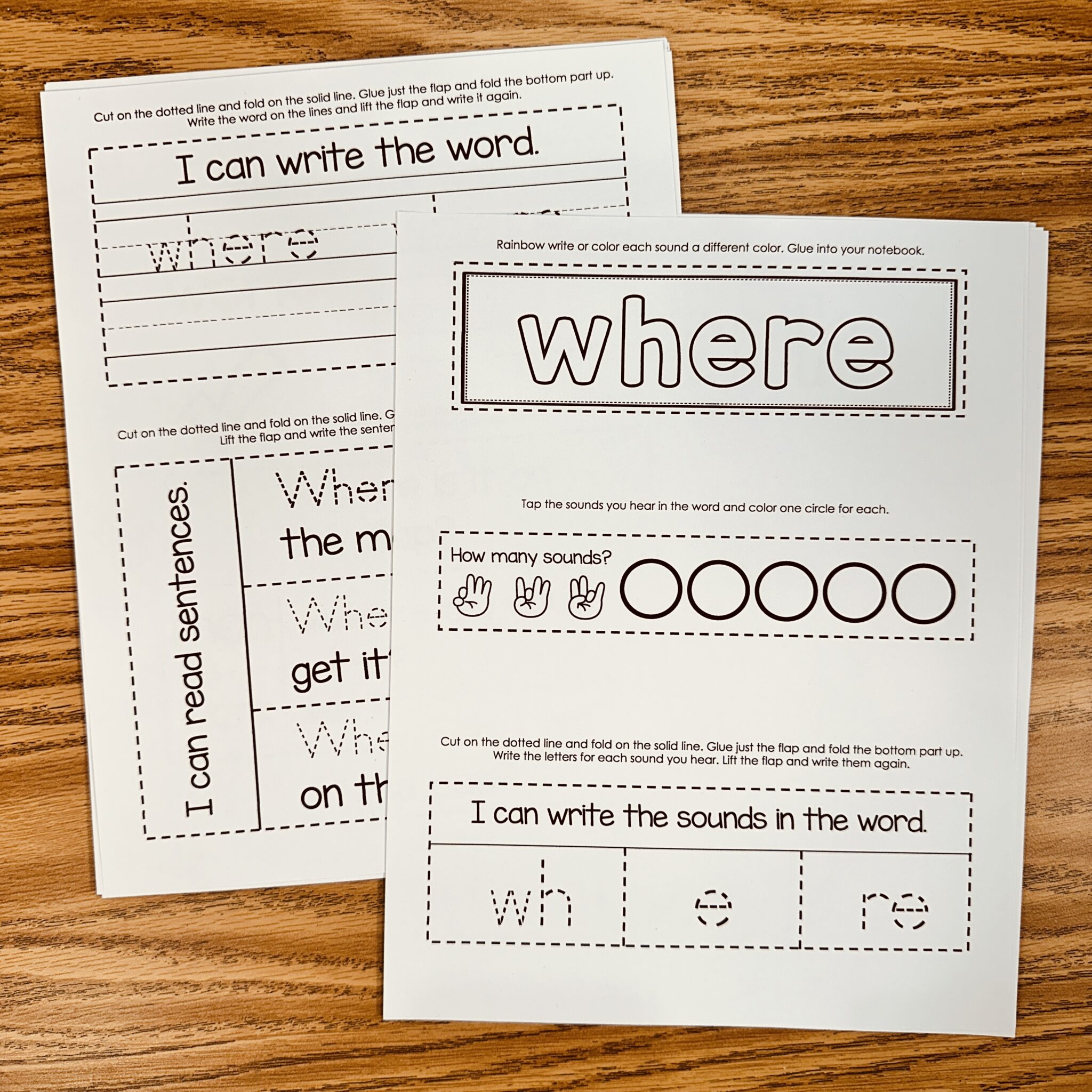 Where Sight Word Interactive Notebook - Fry, Dolch PrePrimer - Simply ...