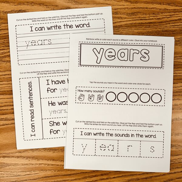 Years Sight Word Interactive Notebook - Fry - Simply Kinder + Printable ...