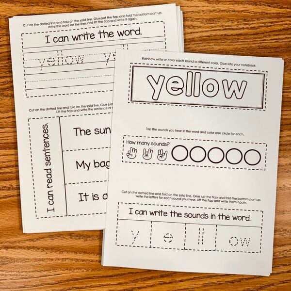 Yellow Sight Word Interactive Notebook - Dolch PrePrimer - Simply ...