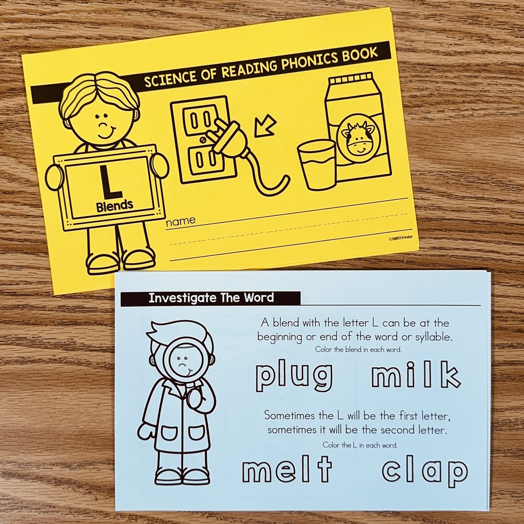 L Blends Decoding Book - Simply Kinder + Printable Membership