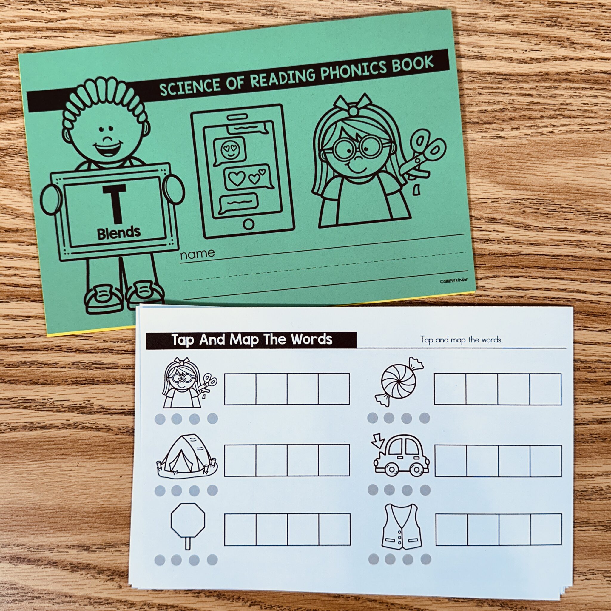 T Blends Decoding Book - Simply Kinder + Printable Membership
