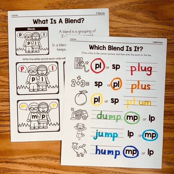 P Blends Worksheets - Simply Kinder + Printable Membership