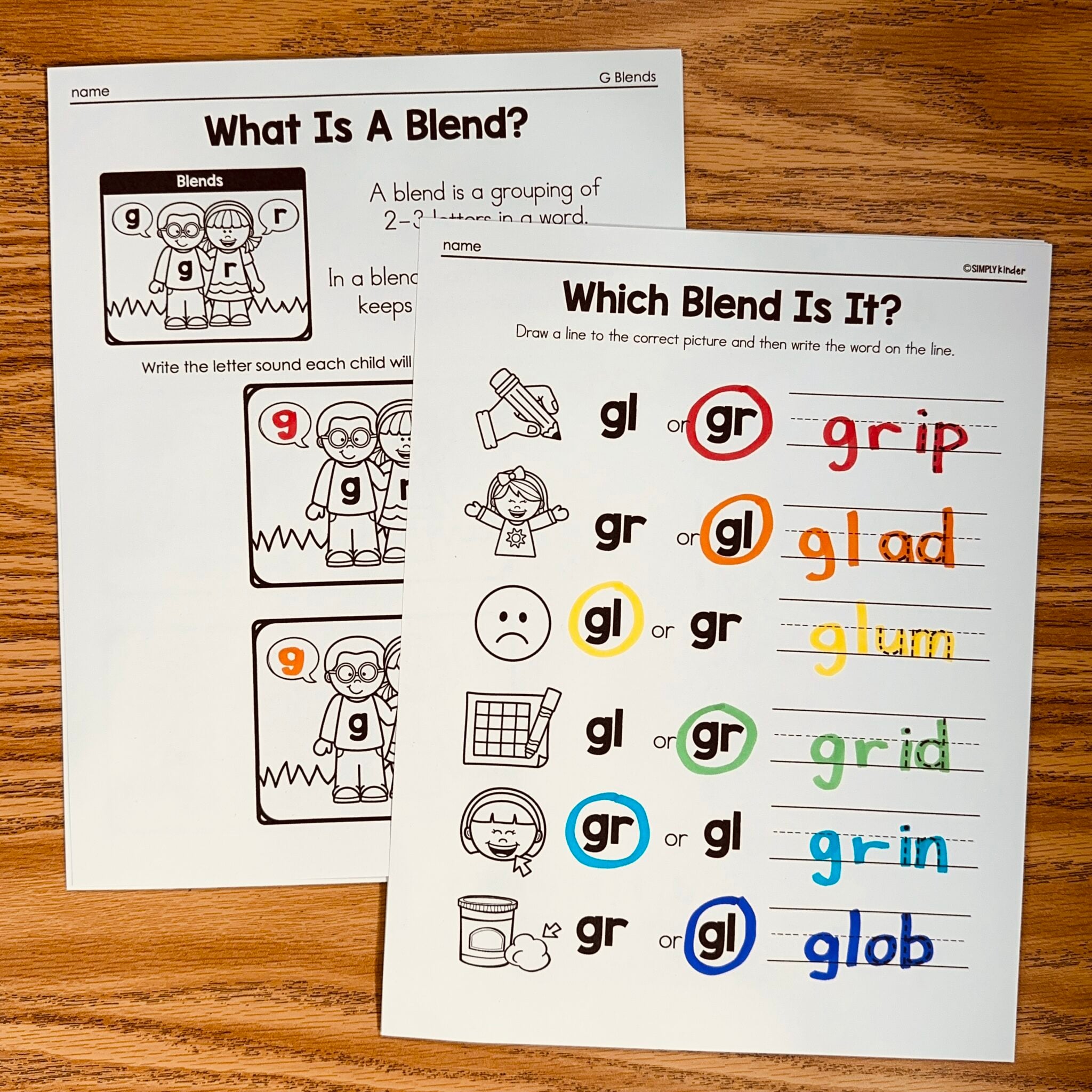 G Blends Worksheets - Simply Kinder + Printable Membership