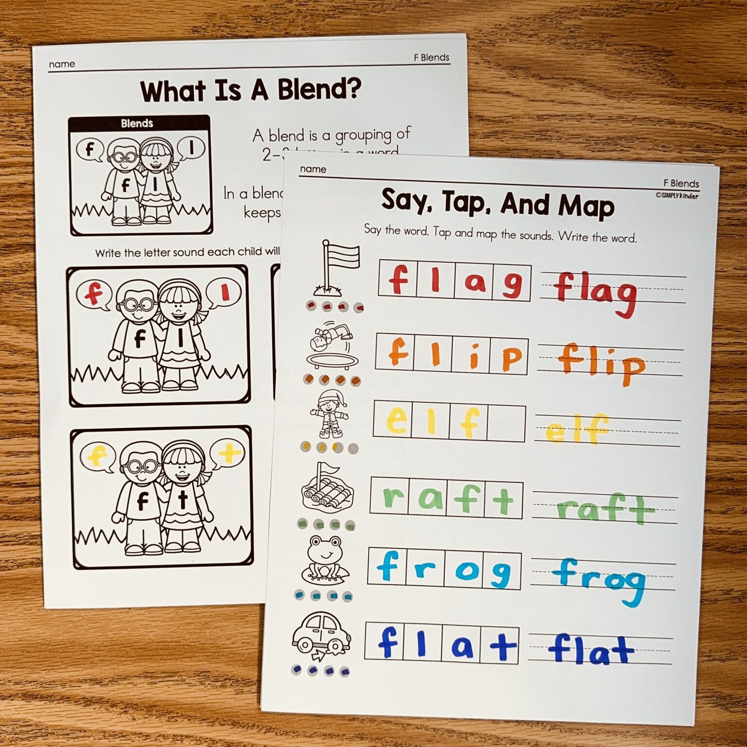 F Blends Worksheets - Simply Kinder + Printable Membership