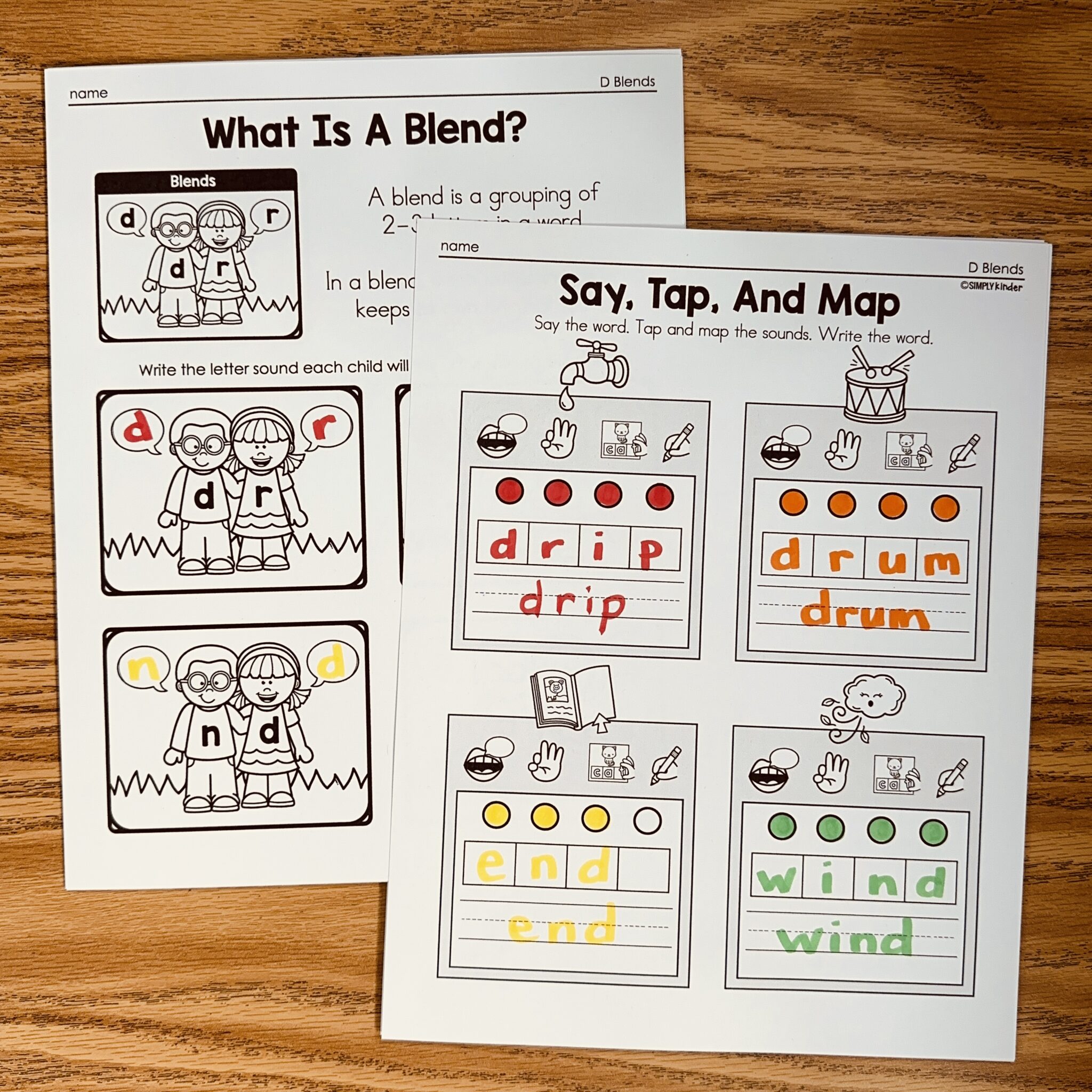 D Blends Worksheets - Simply Kinder + Printable Membership