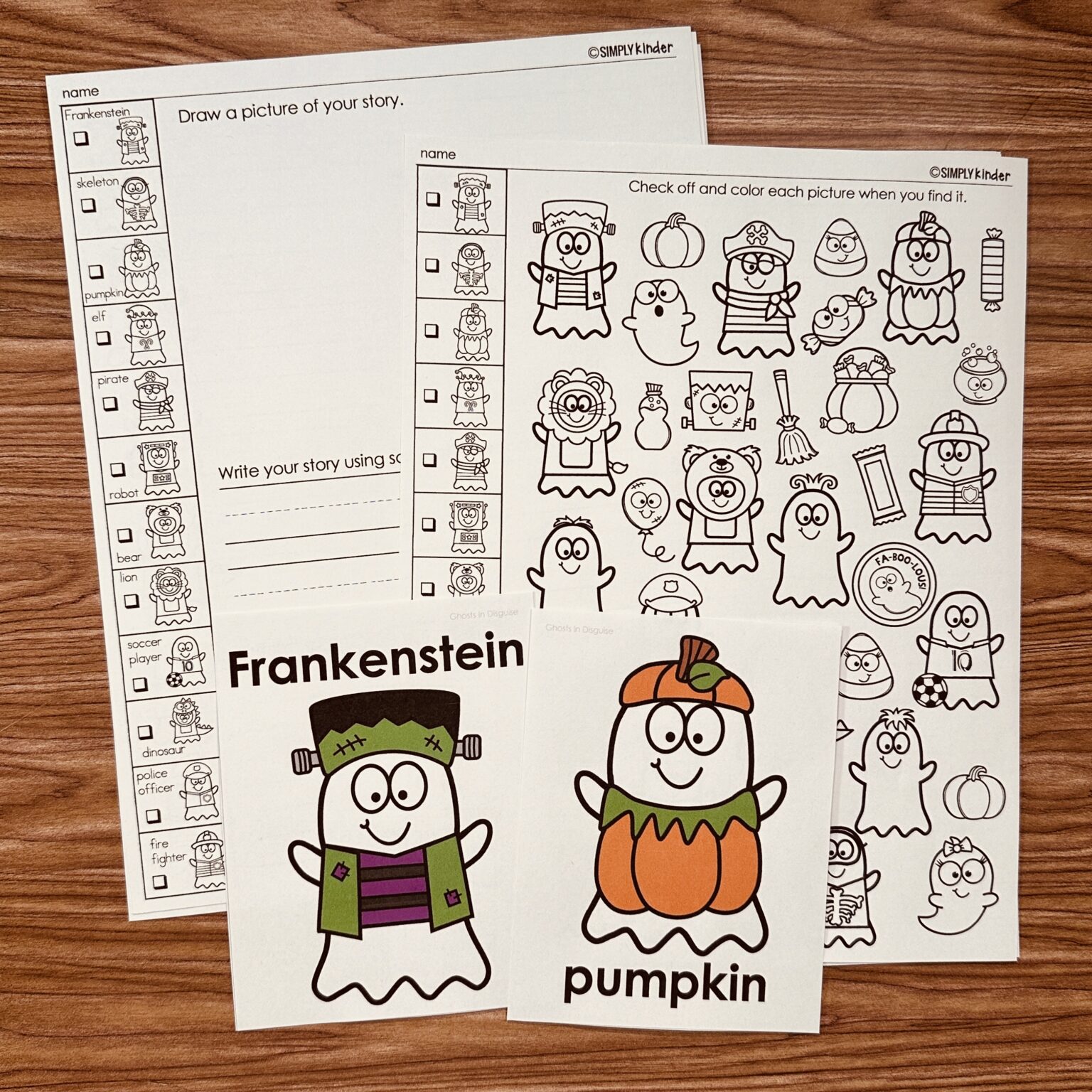 Ghost in Disguise Vocabulary Printables - Simply Kinder + Printable ...