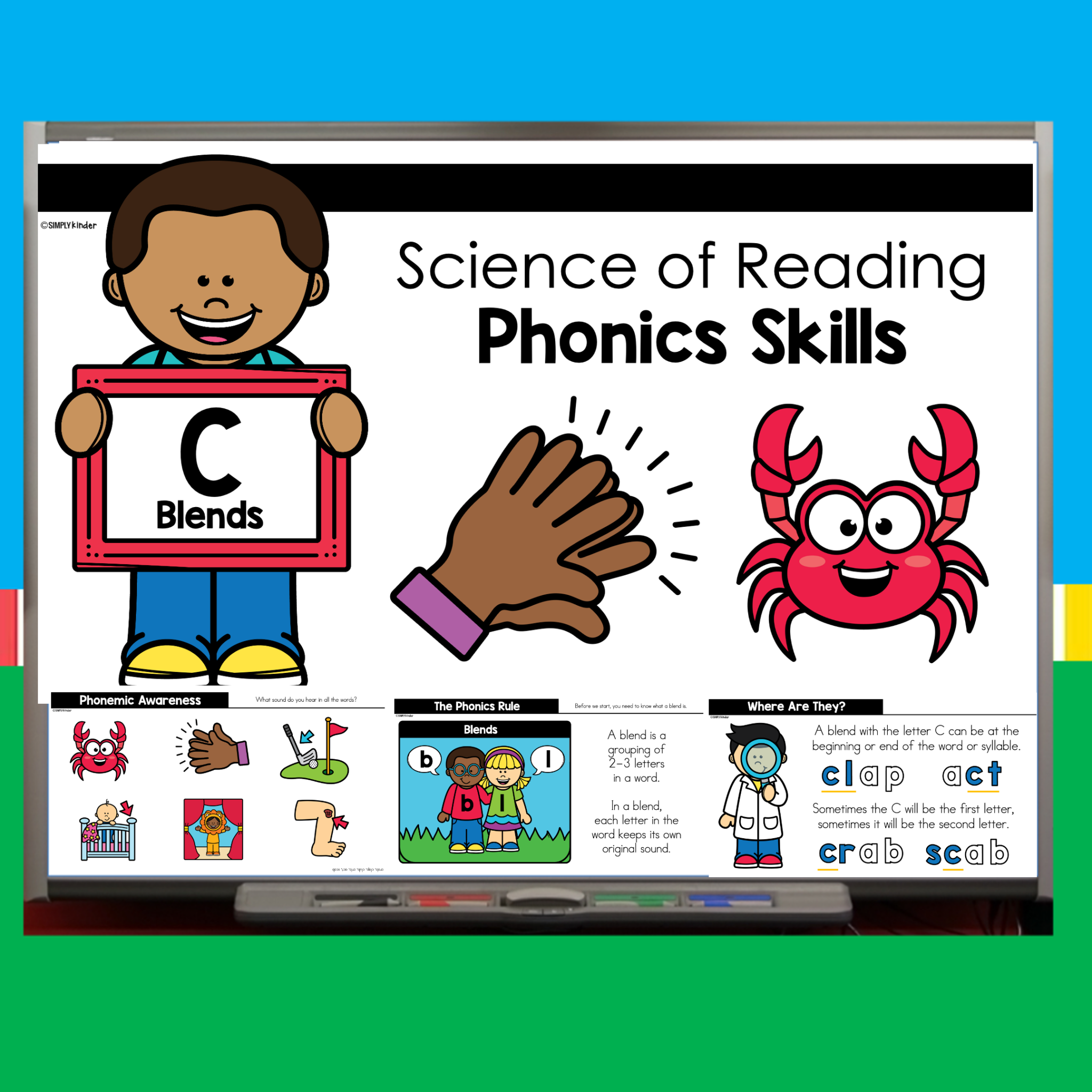 C Blends Decoding Teaching Slides - Simply Kinder + Printable Membership