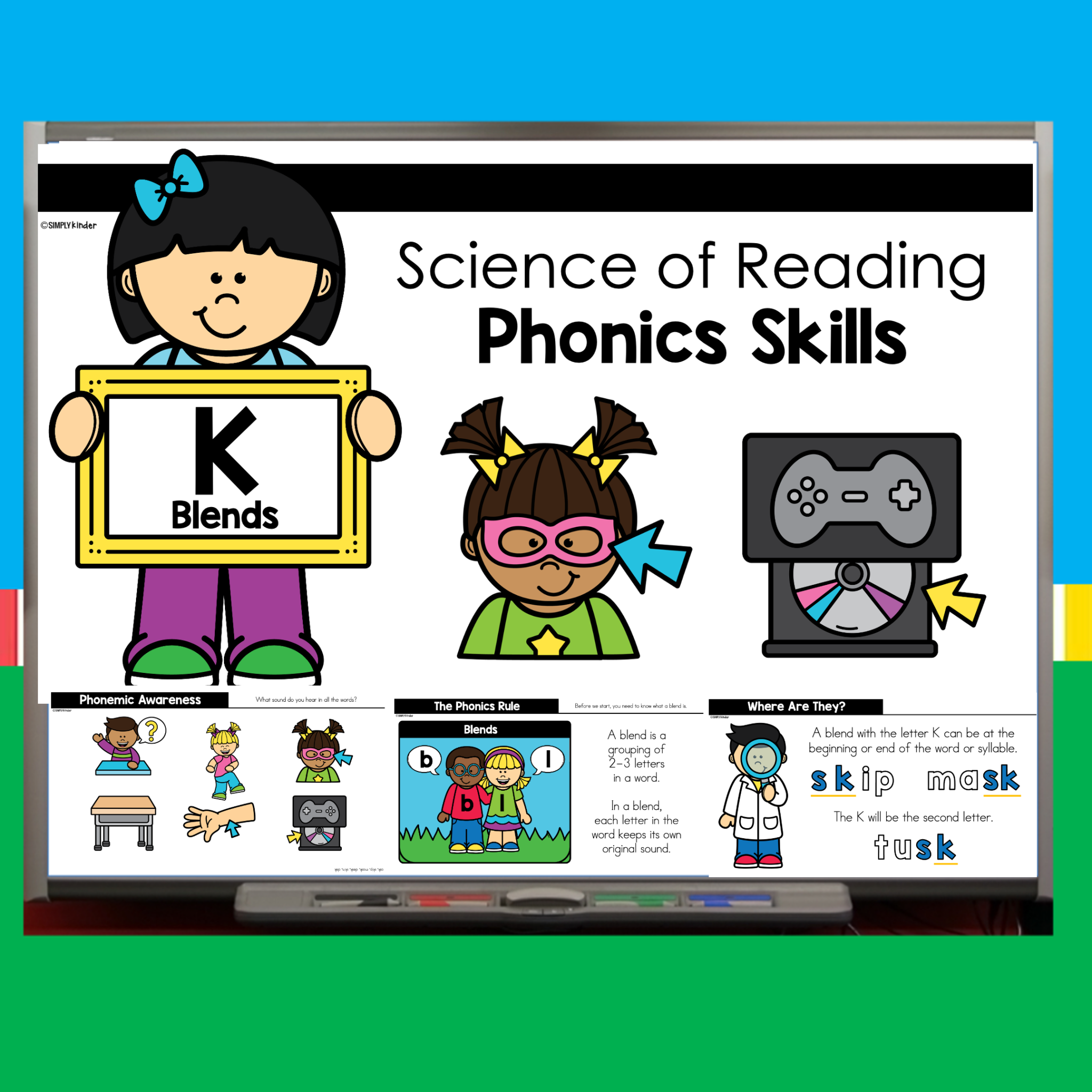 K Blends Decoding Teaching Slides - Simply Kinder + Printable Membership