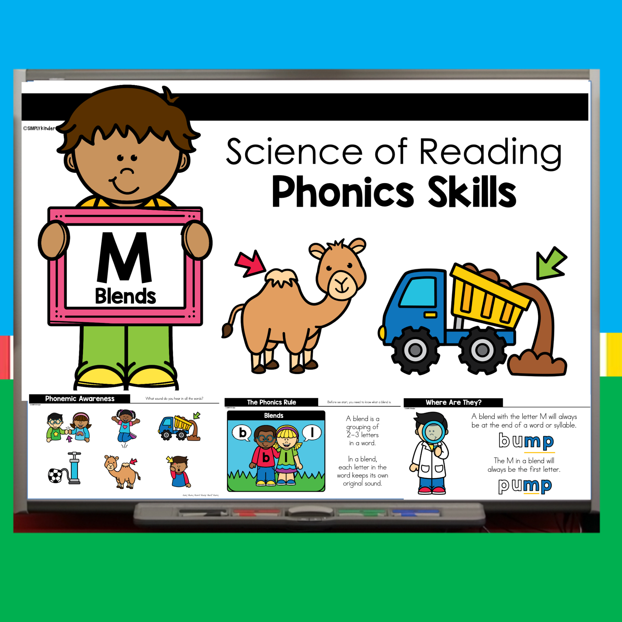 M Blends Decoding Teaching Slides - Simply Kinder + Printable Membership