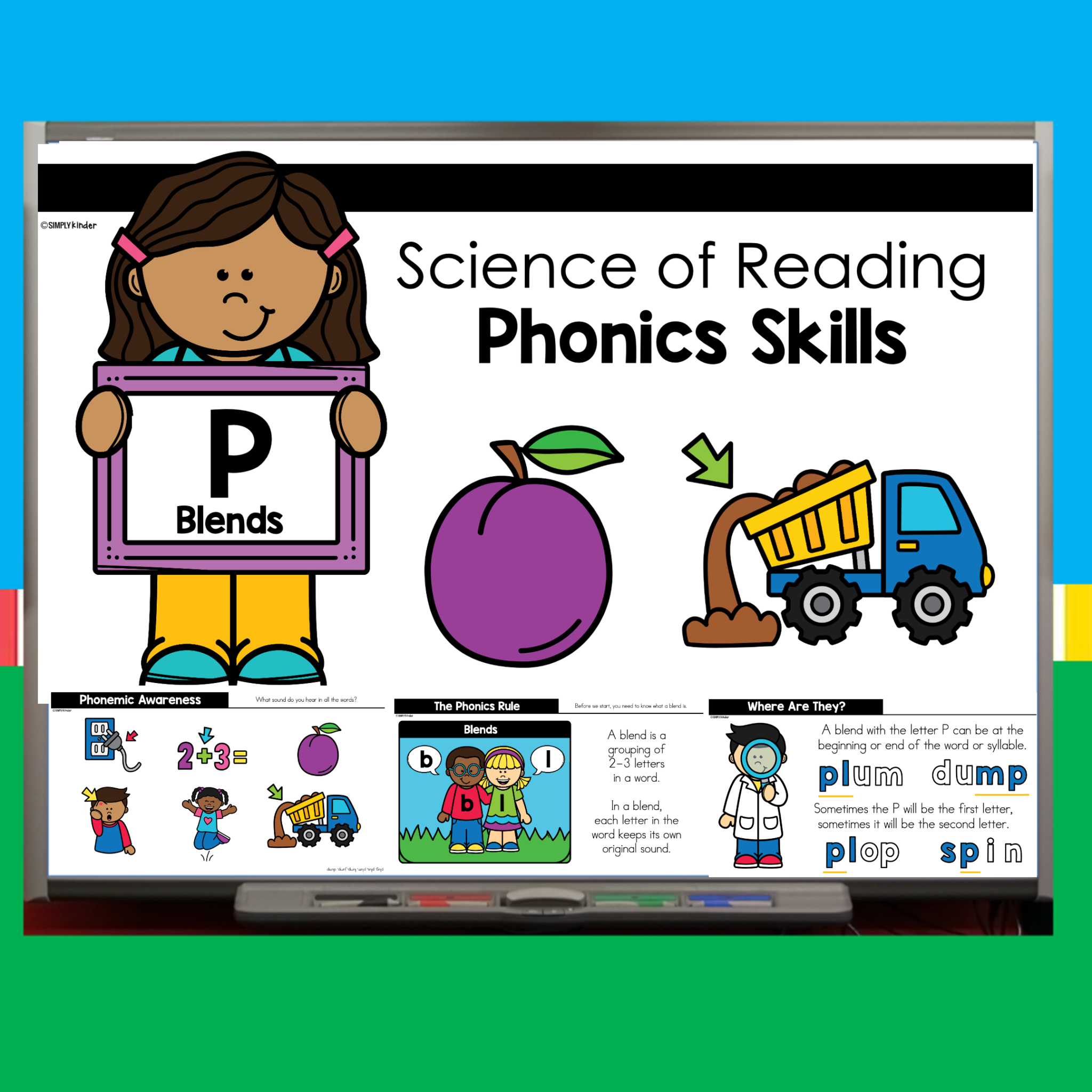 P Blends Decoding Teaching Slides - Simply Kinder + Printable Membership