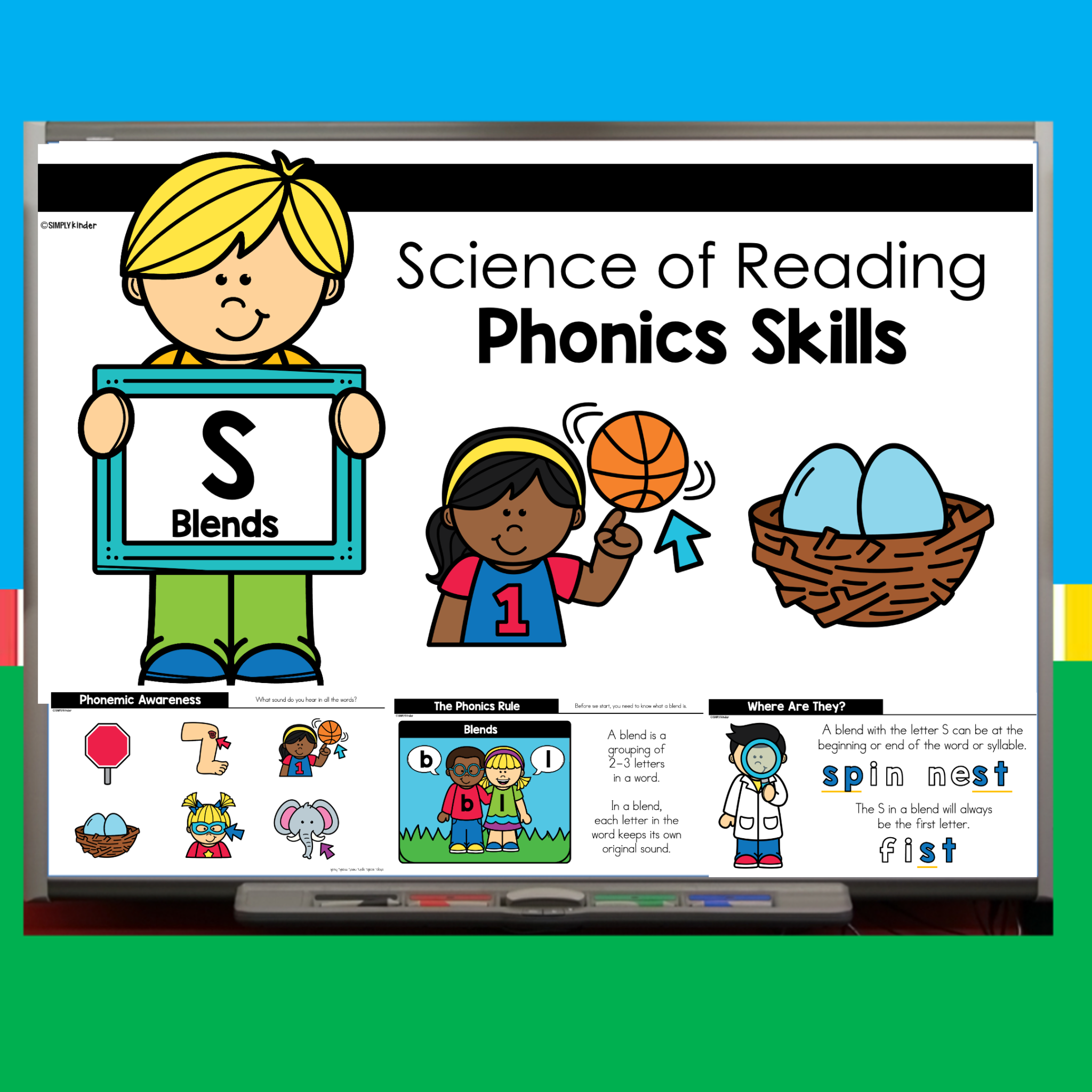 S Blends Decoding Teaching Slides - Simply Kinder + Printable Membership