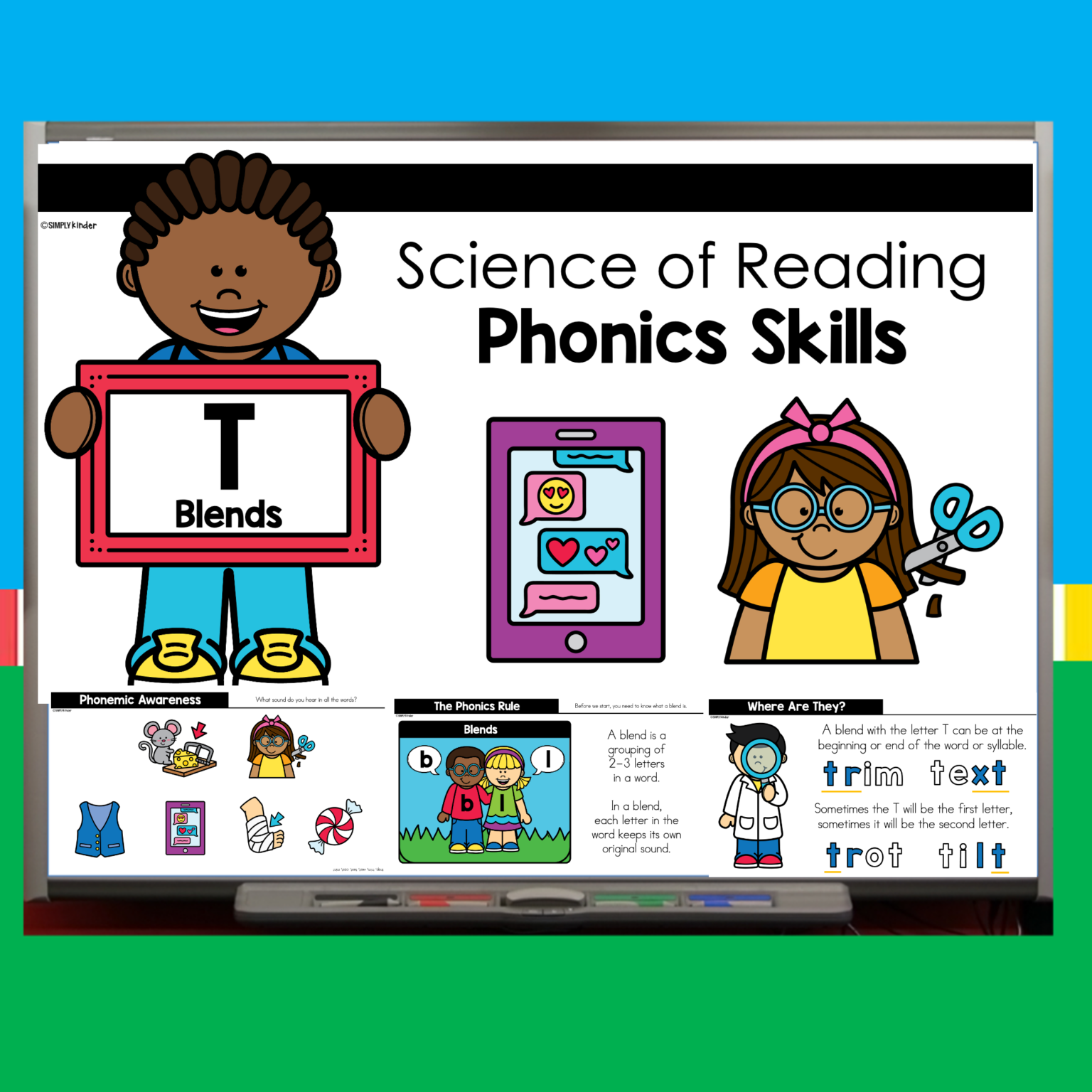 T Blends Decoding Teaching Slides - Simply Kinder + Printable Membership