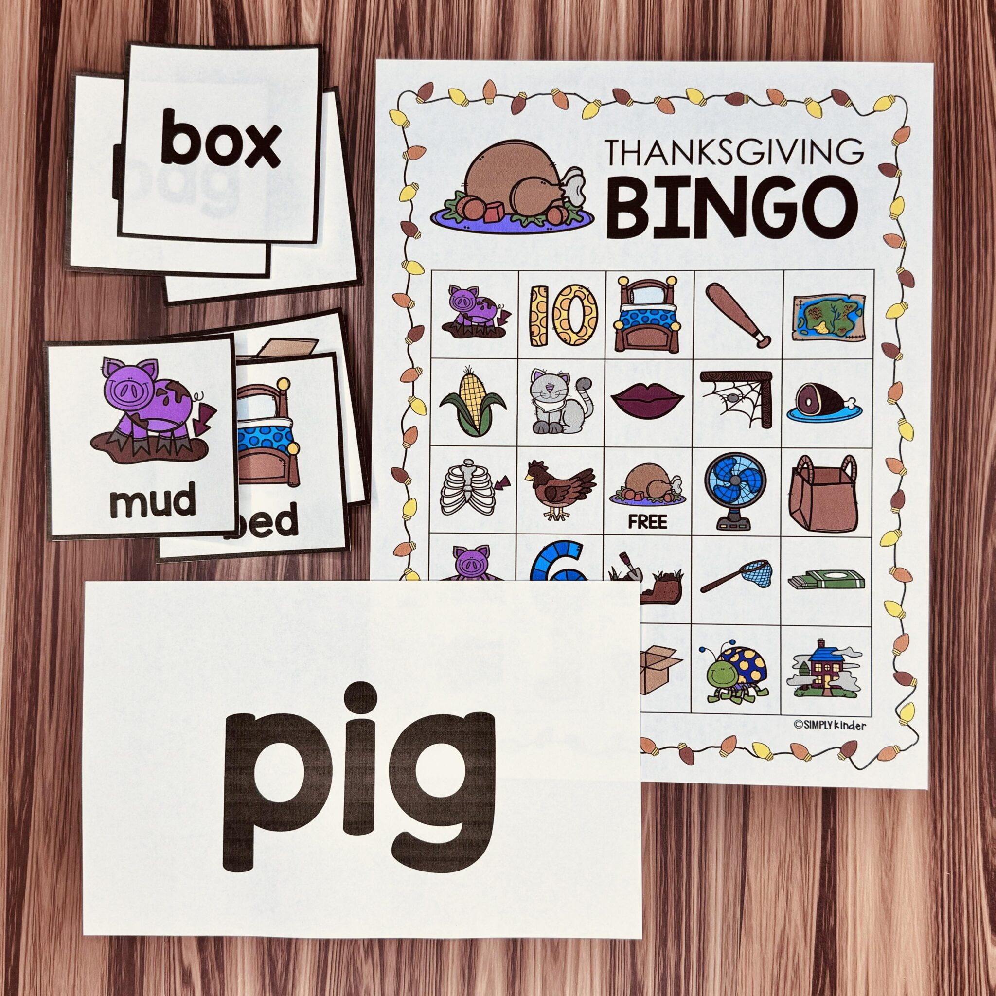 Thanksgiving CVC Phonics BINGO - Simply Kinder + Printable Membership