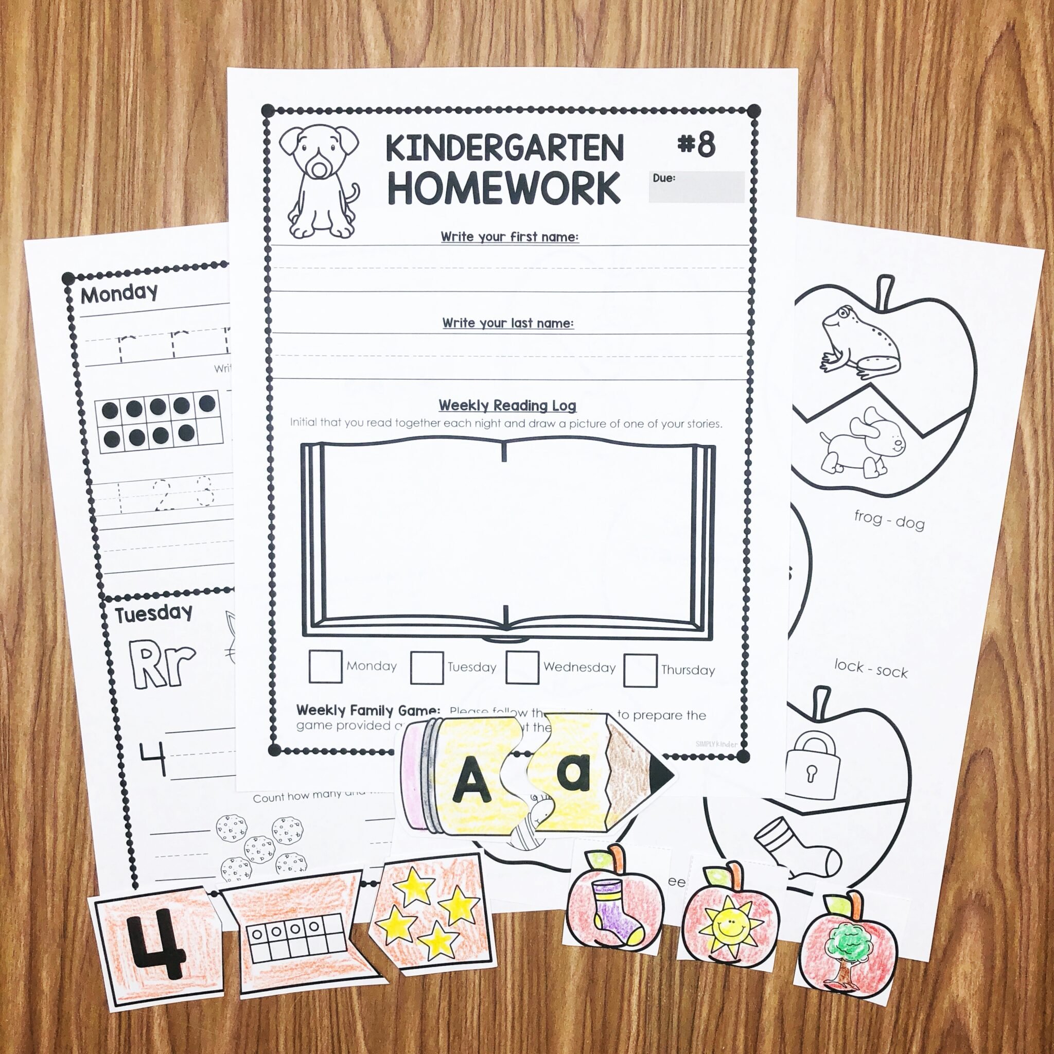 Editable First Quarter Homework with Family Games for Kindergarten ...