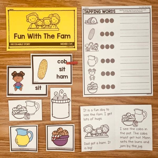 Thanksgiving Decodable Reader with Word Work: Mixed CVC Short Vowels ...