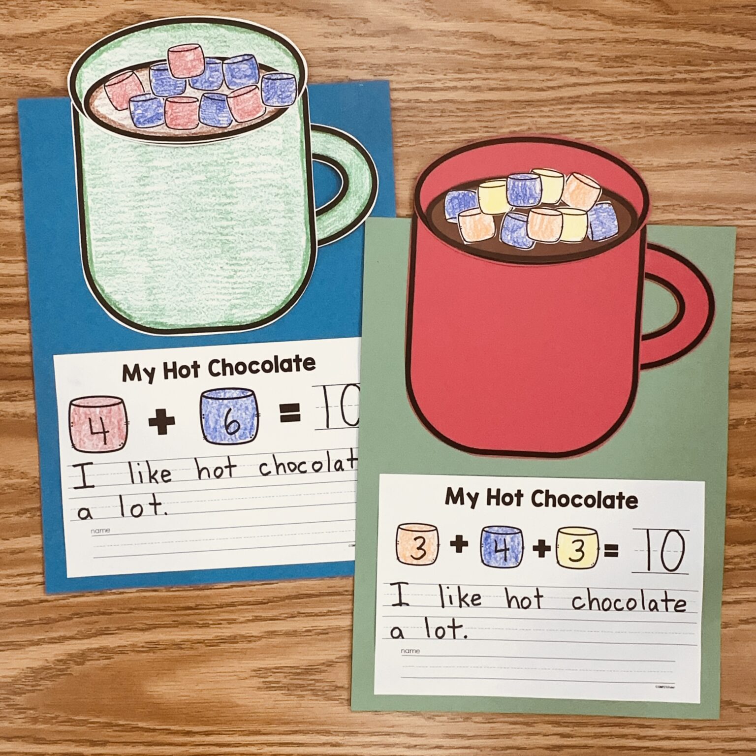 Hot Chocolate Winter Theme Day Math Craft - Simply Kinder + Printable ...