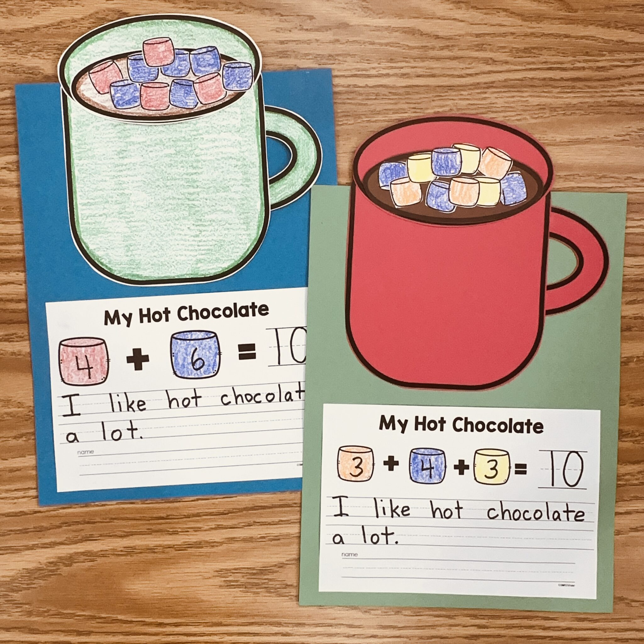 Hot Chocolate Winter Theme Day Math Craft - Simply Kinder + Printable ...