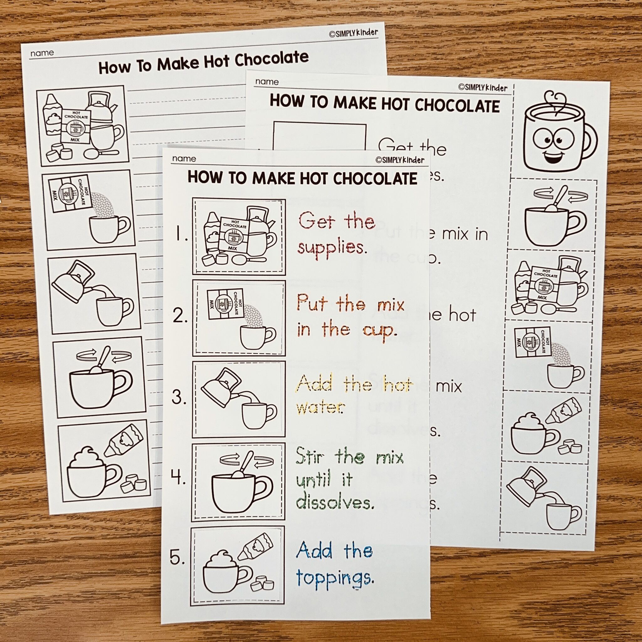 Hot Chocolate Winter Theme Day Sequencing Printables - Simply Kinder ...