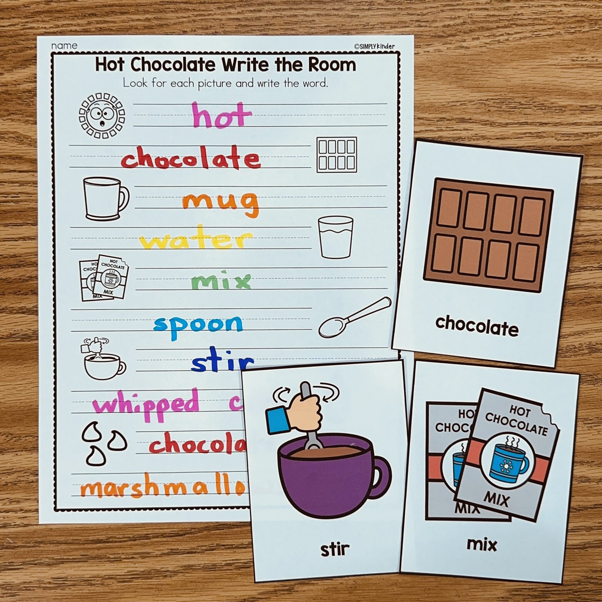 Hot Chocolate Winter Theme Day Write the Room - Simply Kinder ...