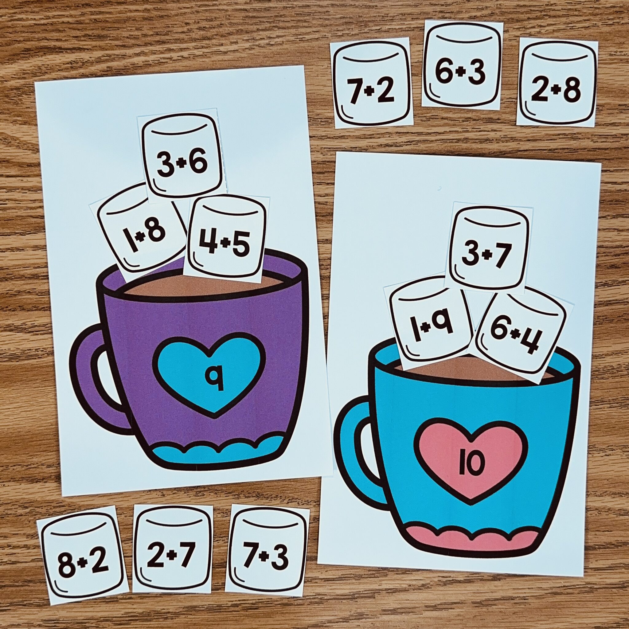 Hot Chocolate Winter Theme Day Addition Sort Math Center - Simply ...