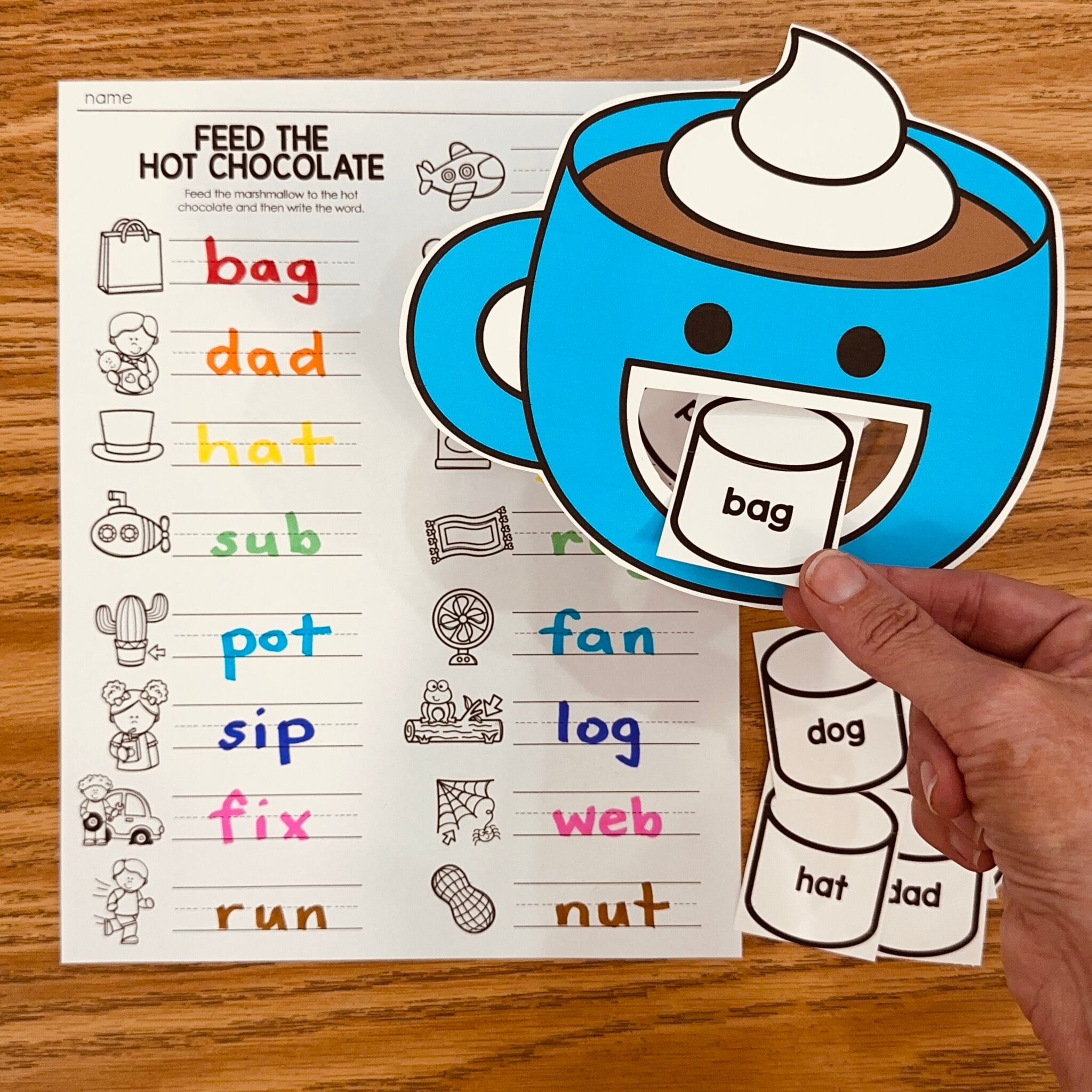 Hot Chocolate Winter Theme Day CVC Words Center - Simply Kinder ...