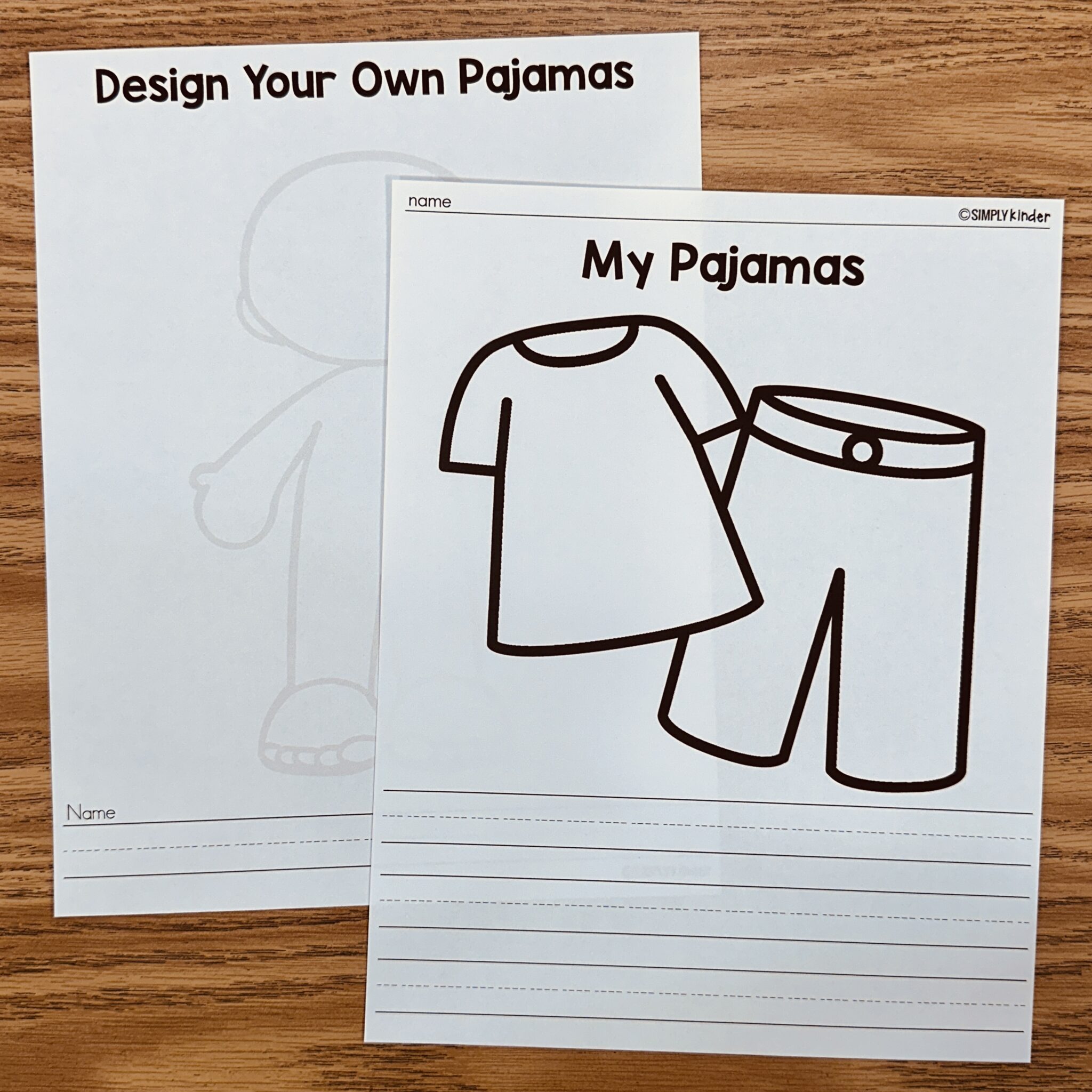 Pajama Day Winter Theme Day Design Pajamas - Simply Kinder + Printable ...