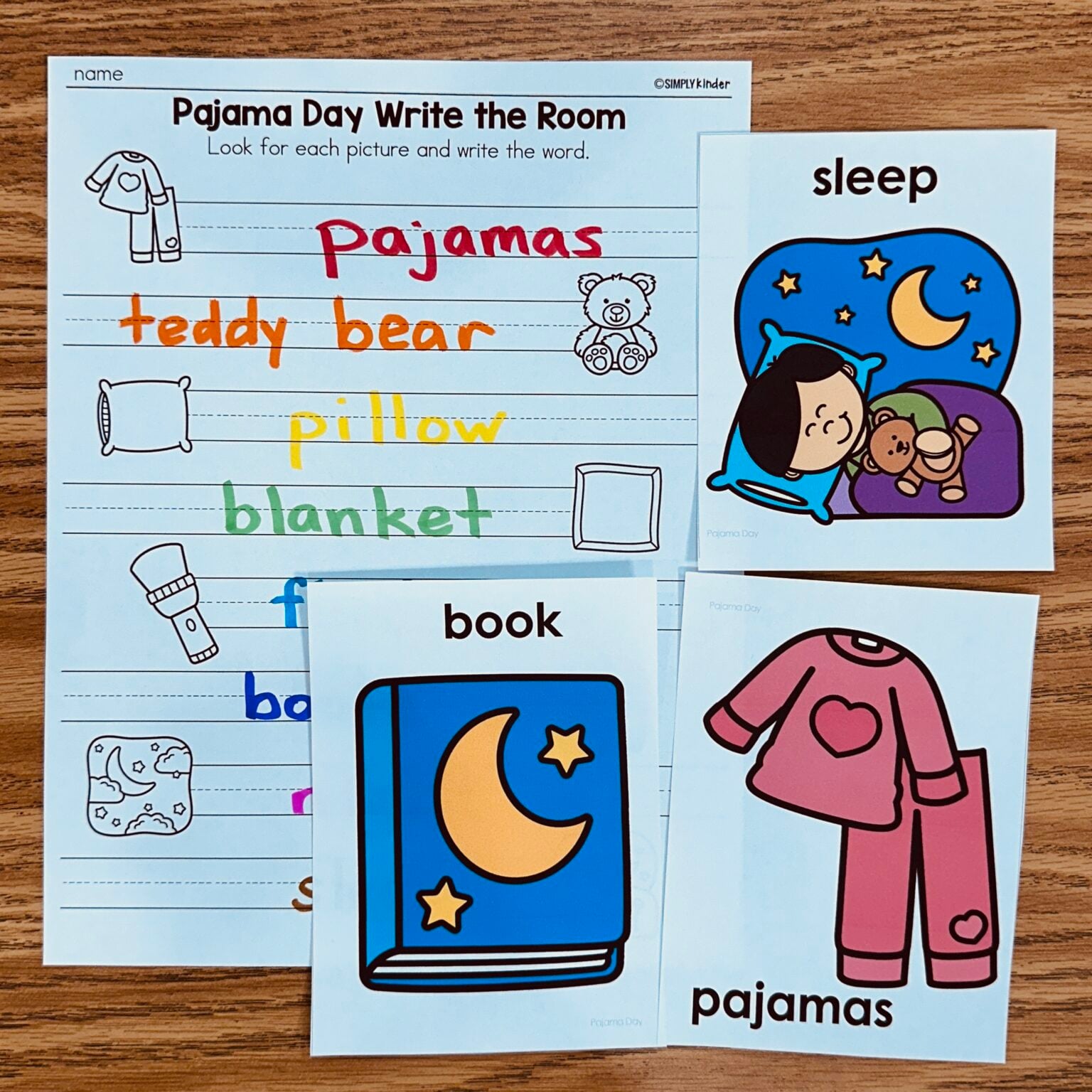 Pajama Day Winter Write the Room - Simply Kinder + Printable Membership