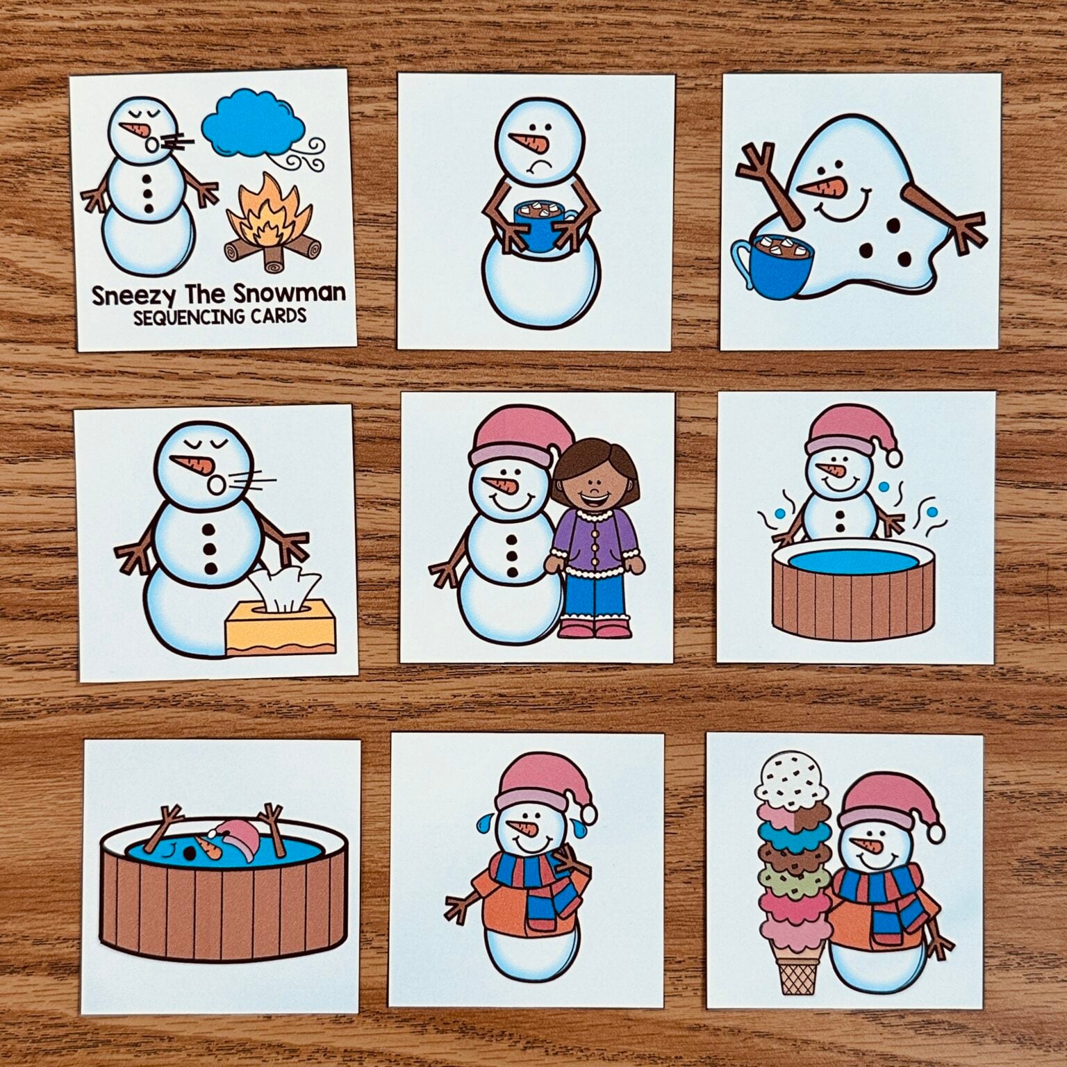 Sneezy The Snowman Sequencing Activities - Simply Kinder + Printable ...